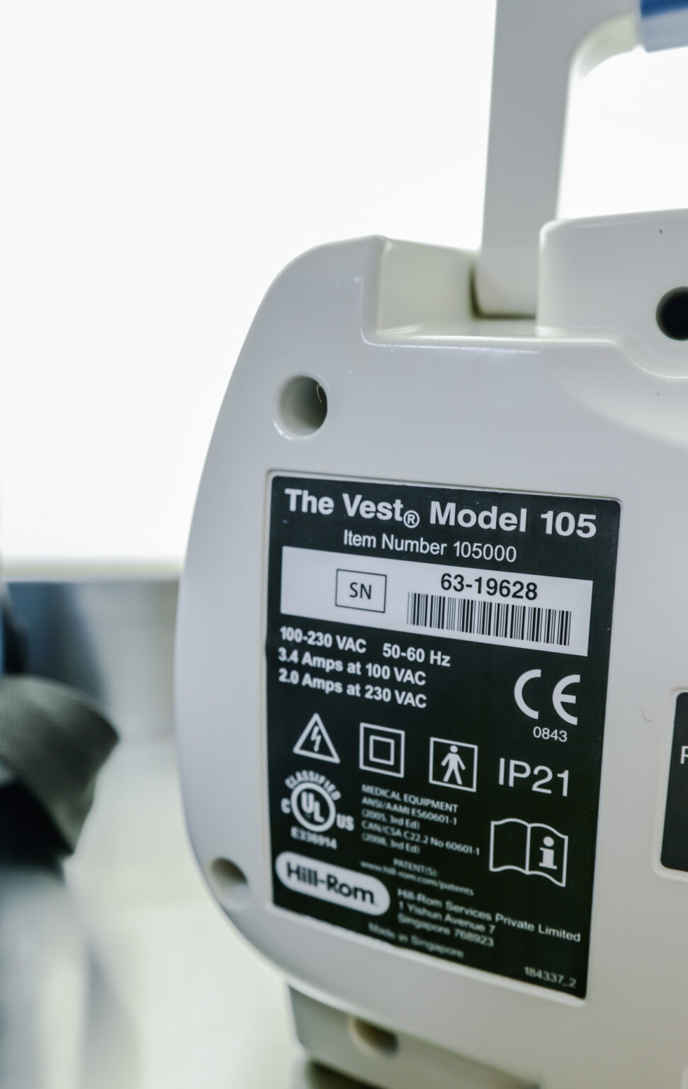 Hill-Rom 105 The Vest Airway Clearance System 10500 37.5 Hours ...