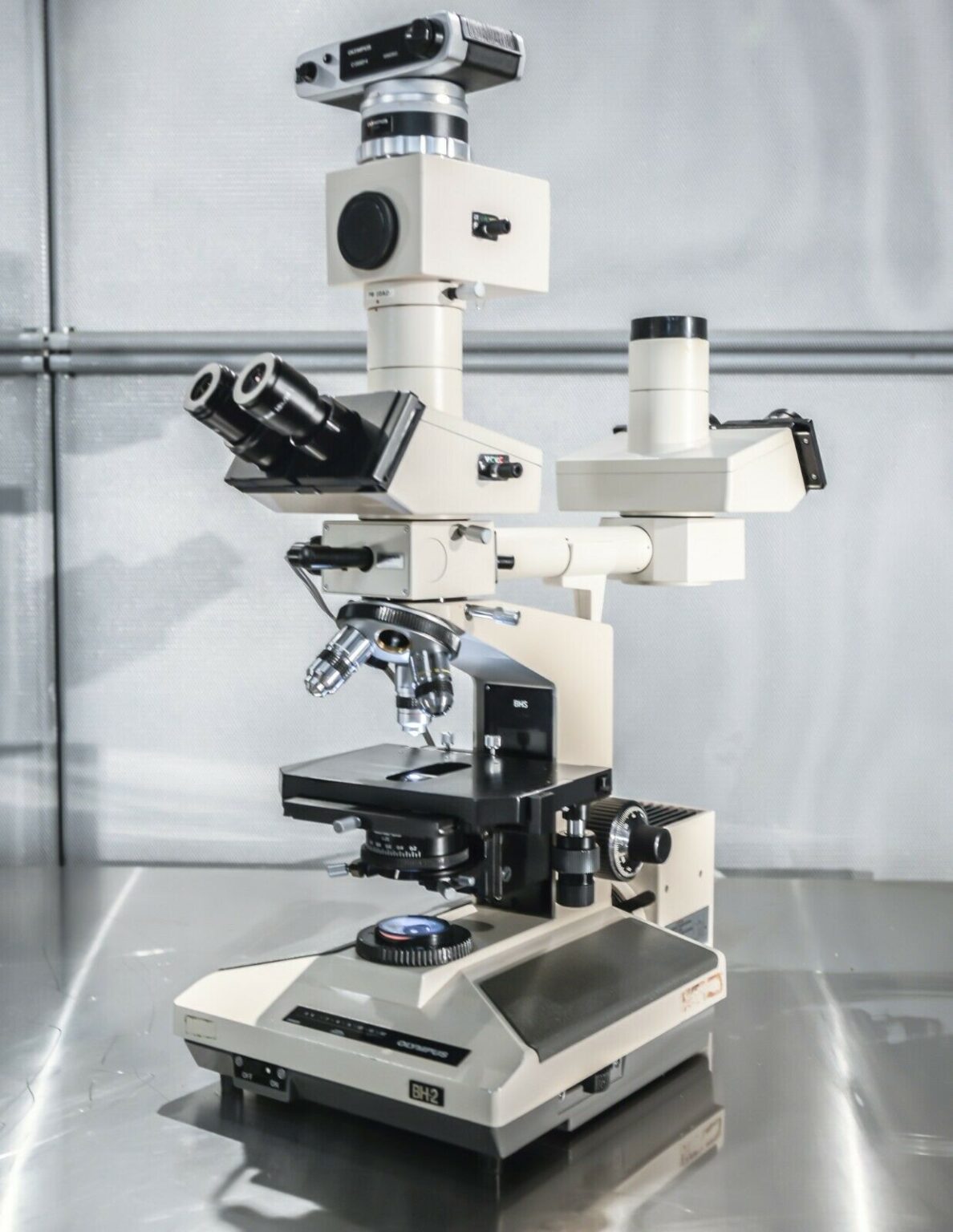OLYMPUS BH-2 Microscope w/ SPlan 10, SPlan 100 1.25 oil & A40PL 0.65 ...