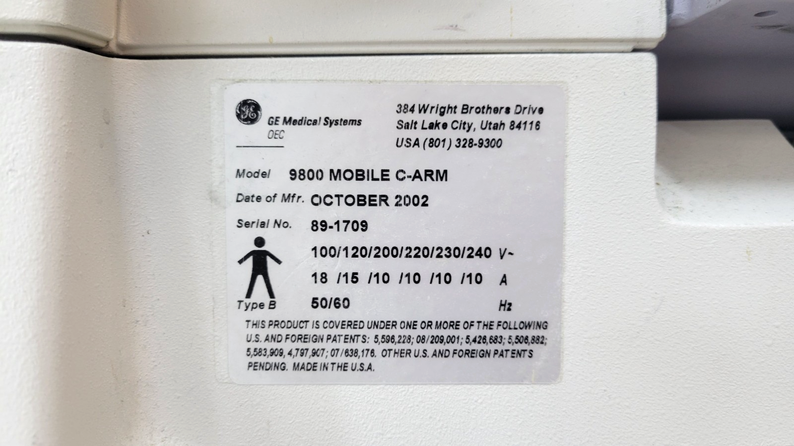 GE OEC 9800 PLUS Mobile C-Arm System 1K x 1K Digital Imaging ESP ...